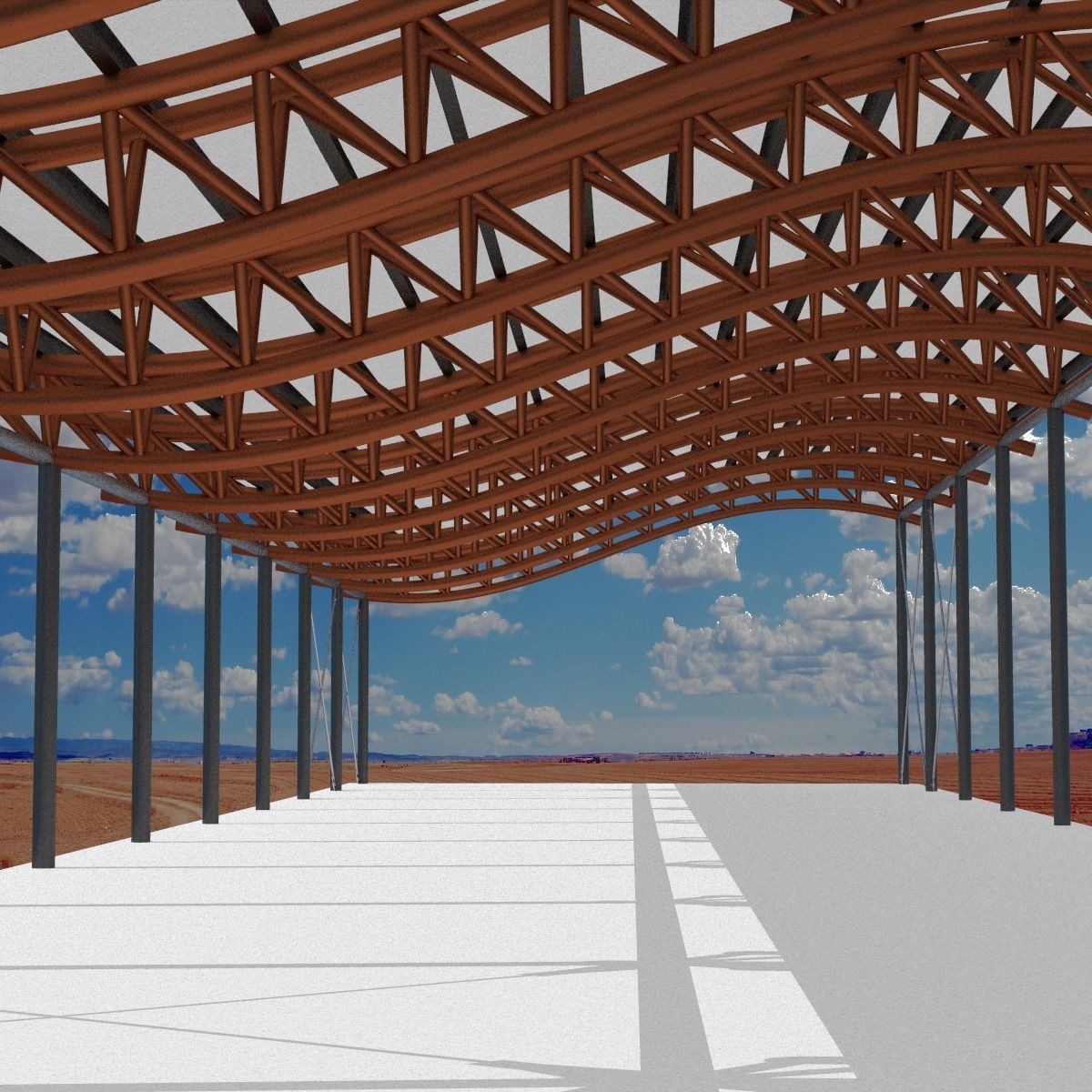 Steel Truss Building 3D model | CGTrader