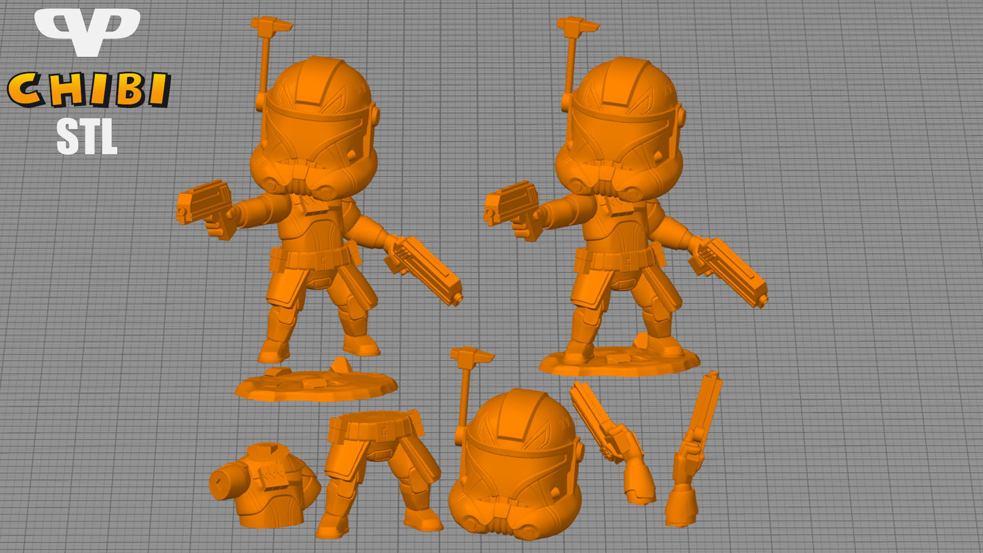 Captain Rex Chibi STL for 3D Printing ChibiSTL 3DXM 3D model 3D ...