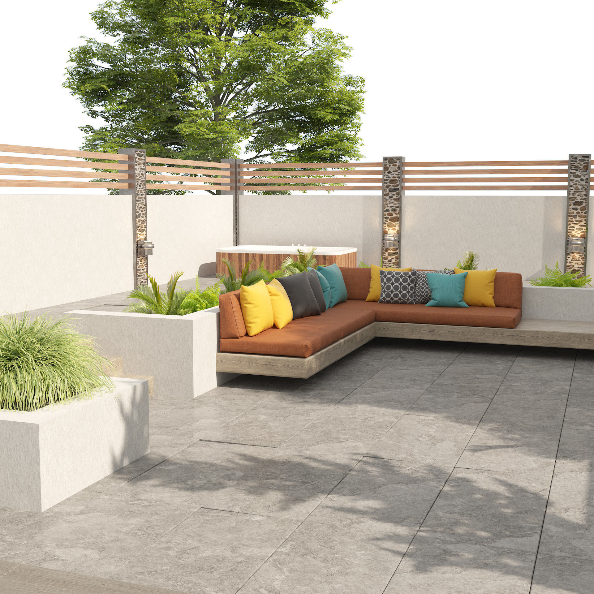 Modern backyard with pool 3d model 3D model | CGTrader