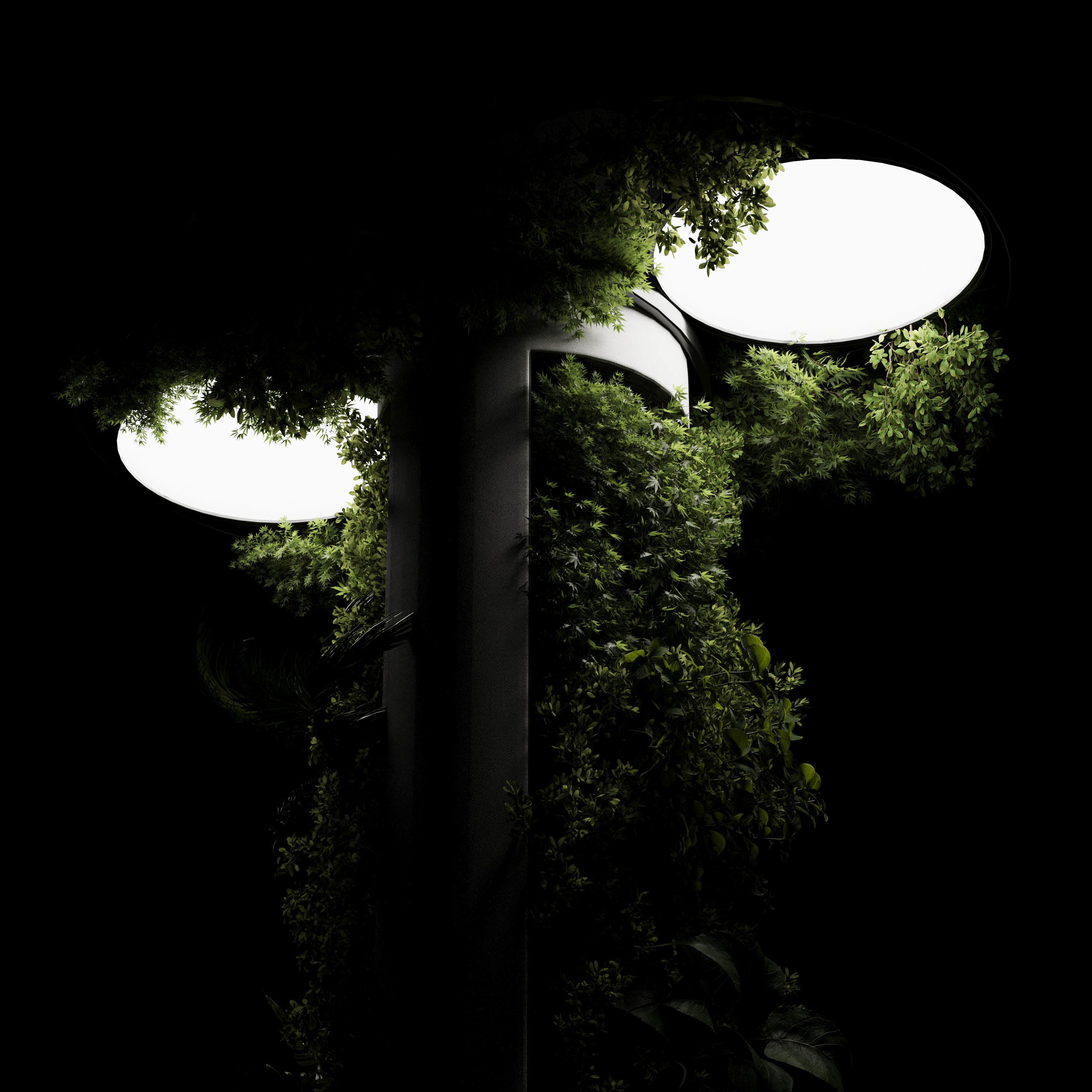 3D model Column plant - pillar plant with ceiling light 06 VR / AR ...