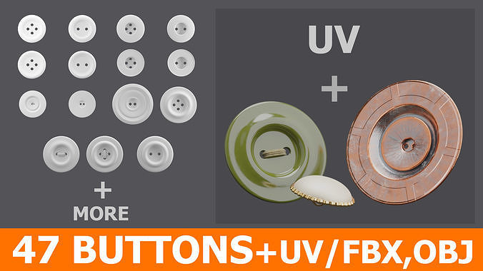 3D model 47 BUTTONS-UV VR / AR / low-poly | CGTrader
