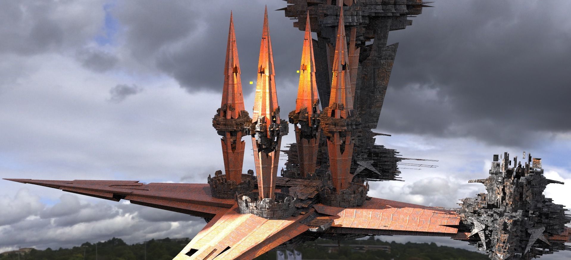 Sci fi Core Magma crystal Floating platforms 3D model | CGTrader