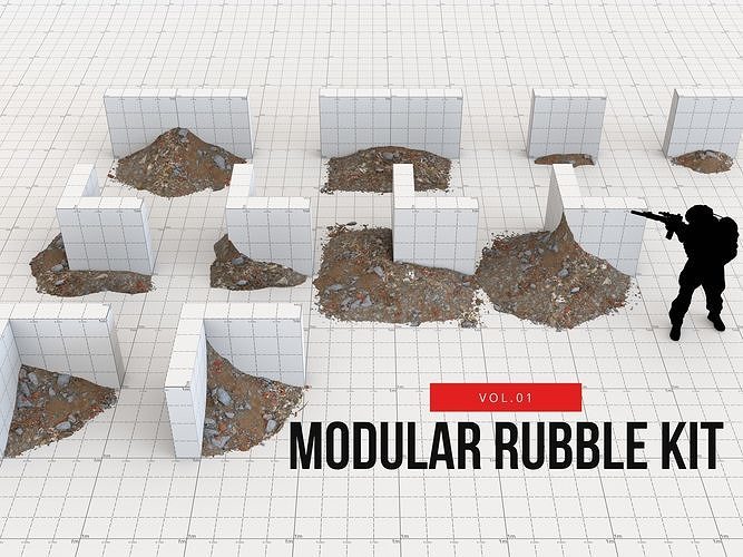3D model Modular Rubble Kit Vol01 VR / AR / low-poly | CGTrader