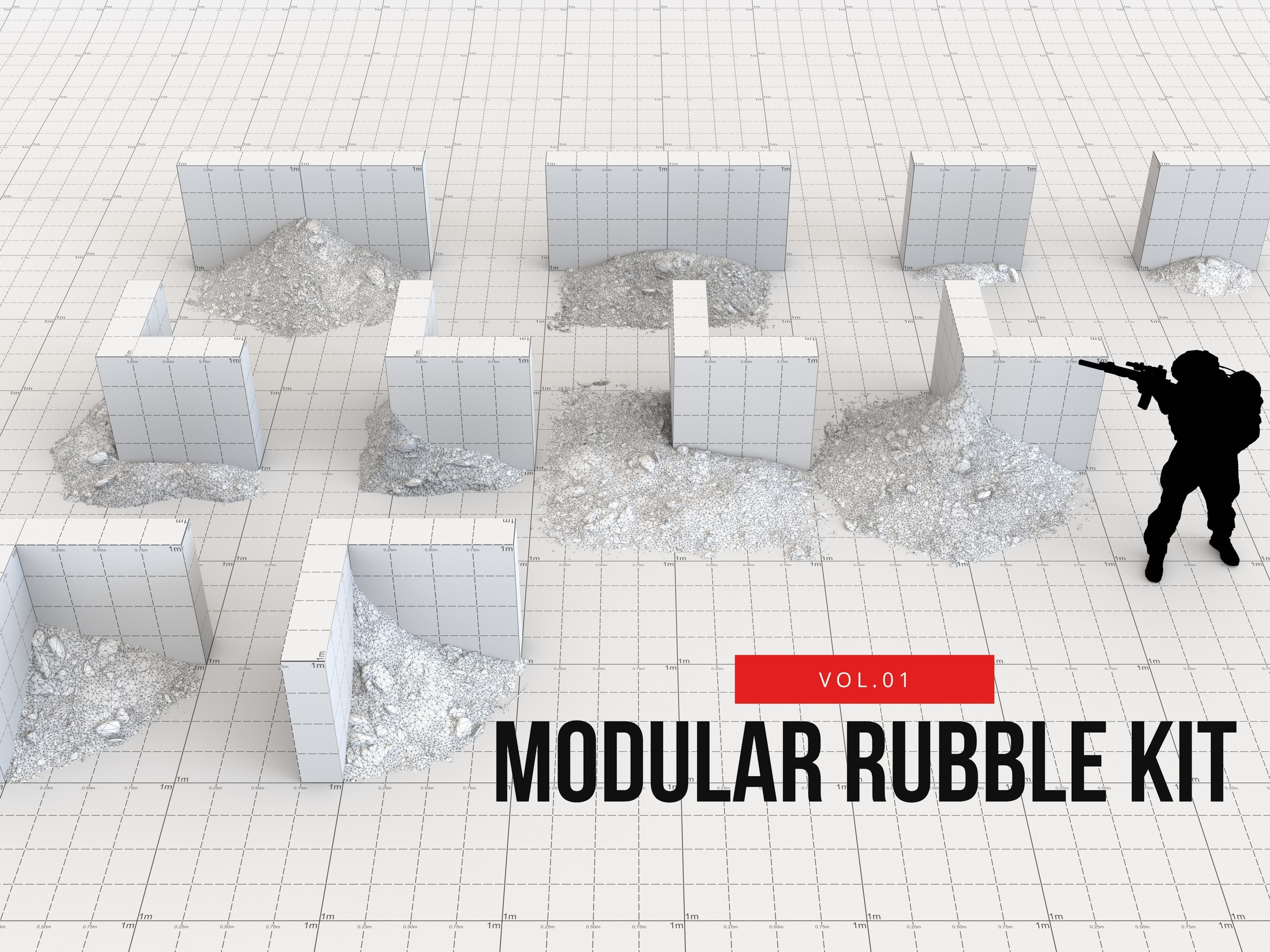 3D model Modular Rubble Kit Vol01 VR / AR / low-poly | CGTrader
