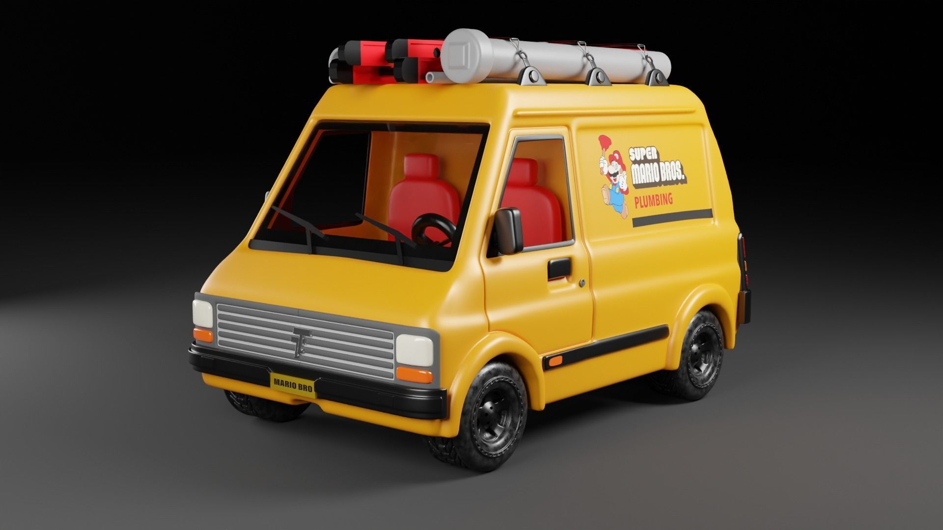 Super Mario Bros Plumbing Van 3D model rigged | CGTrader