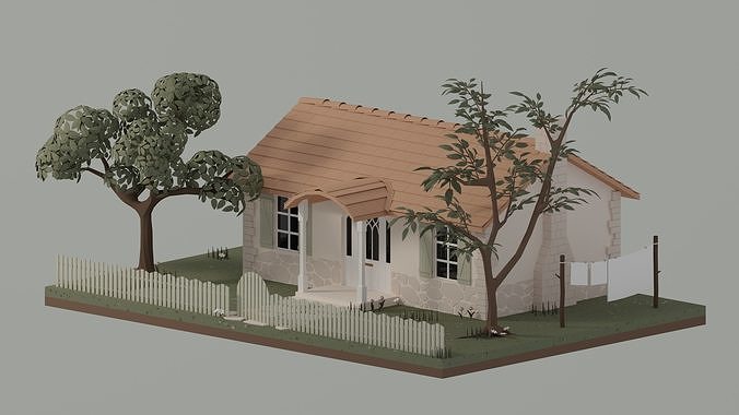 3D model Cottage VR / AR / low-poly | CGTrader