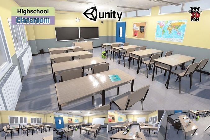 3D model High school classroom VR / AR / low-poly | CGTrader