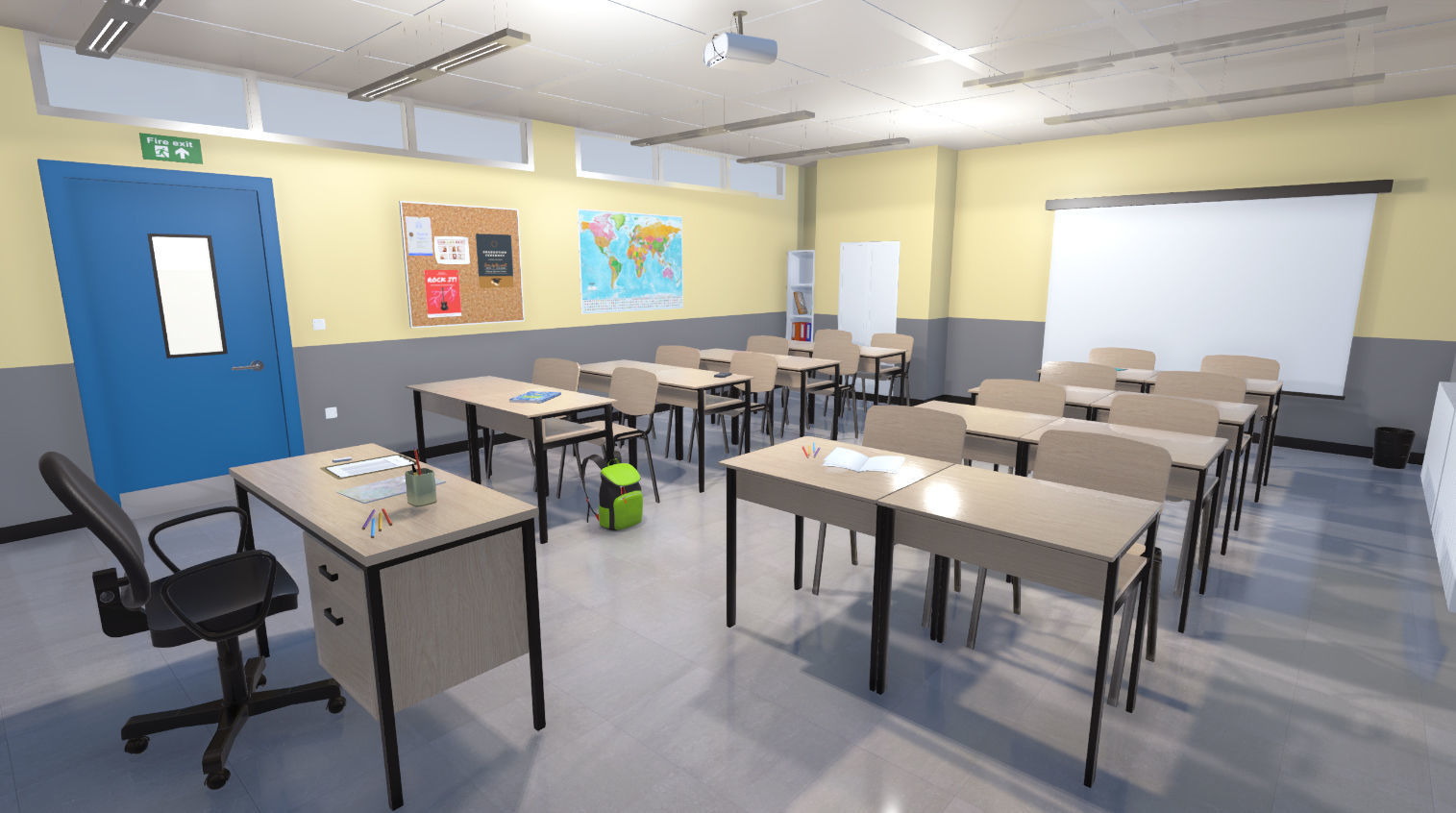 3D model High school classroom VR / AR / low-poly | CGTrader