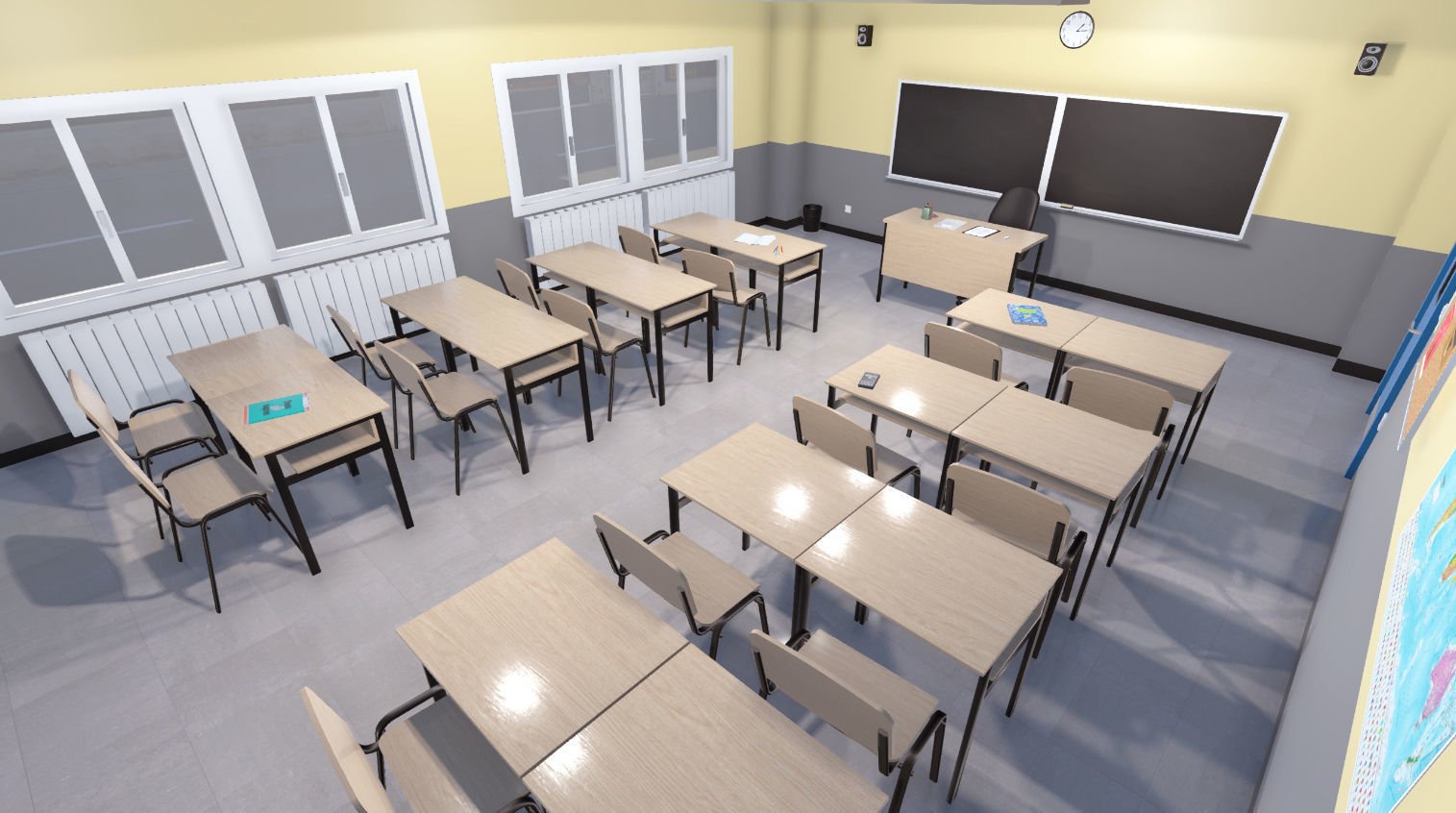 3D model High school classroom VR / AR / low-poly | CGTrader