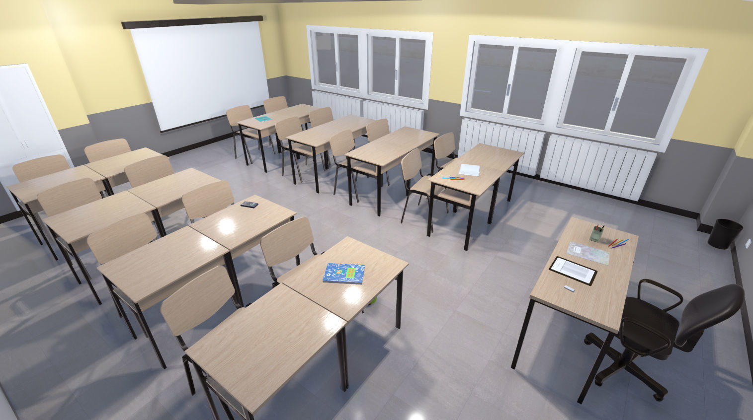 3D model High school classroom VR / AR / low-poly | CGTrader