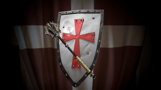 3D model Medieval knight templar mace and Knight shield pack VR / AR ...