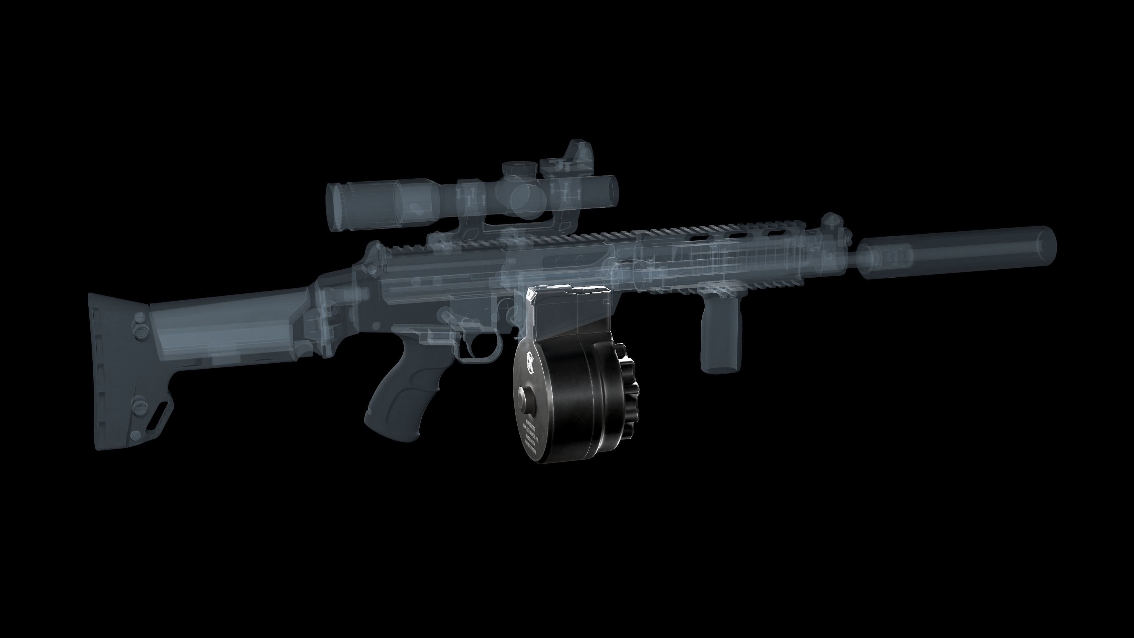 3D model X FAL 50 Round Drum Magazine For FAL 308 Rifles VR / AR / low ...