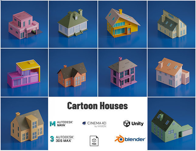 3D model Cartoon Houses Low- Poly VR / AR / low-poly | CGTrader
