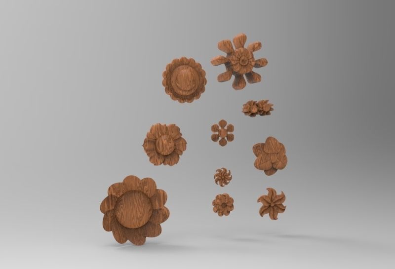 wood carving flowers 3D model 3D printable | CGTrader