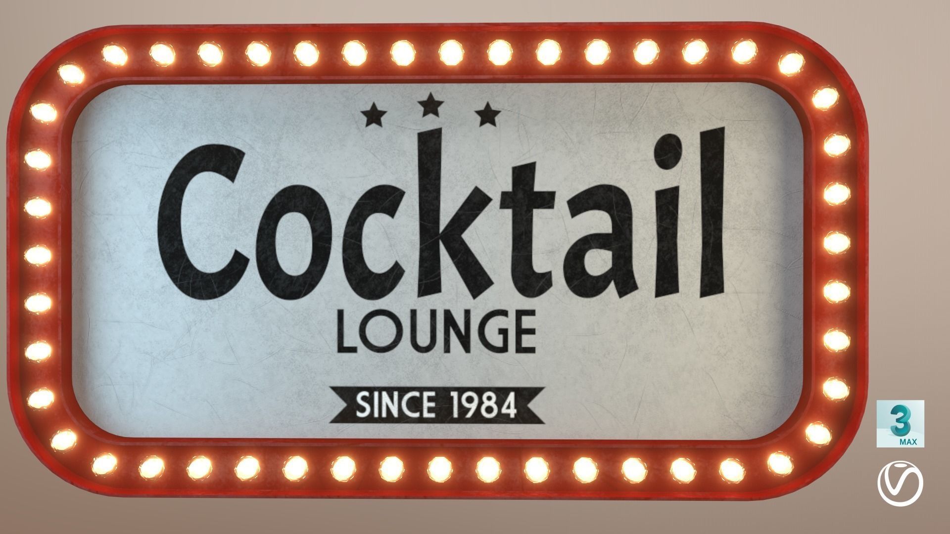 The Cocktail Lounge sign 3D model | CGTrader