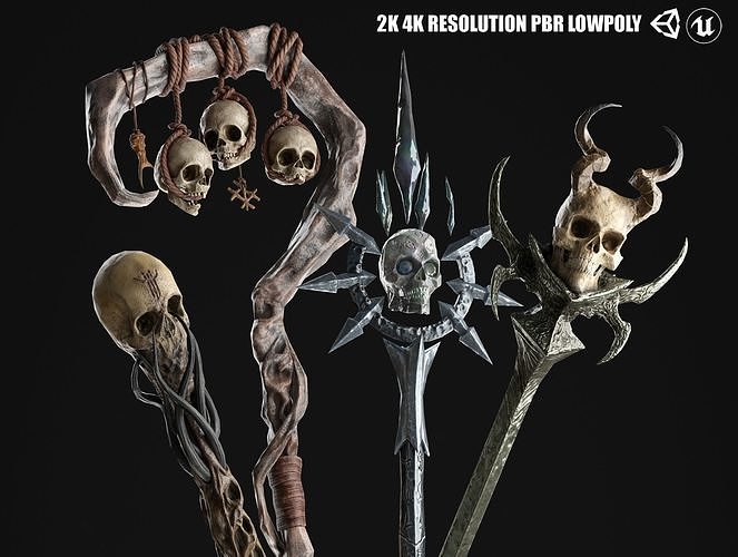 3D model Necromancer Staves Collection VR / AR / low-poly | CGTrader