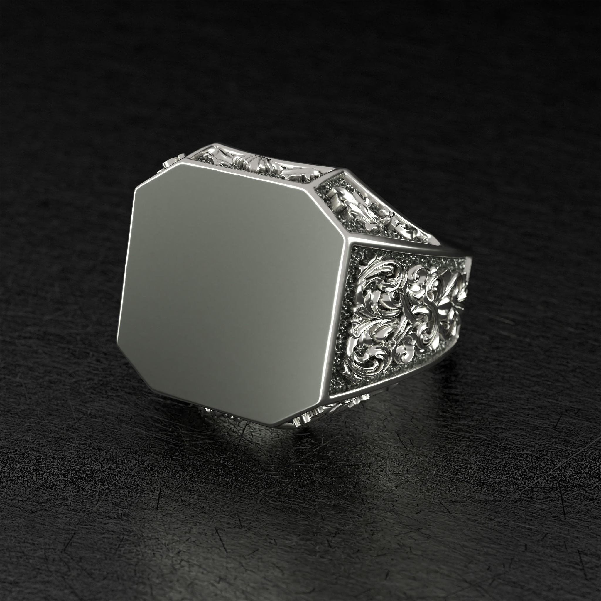 filigree signet ring 3D model 3D printable | CGTrader