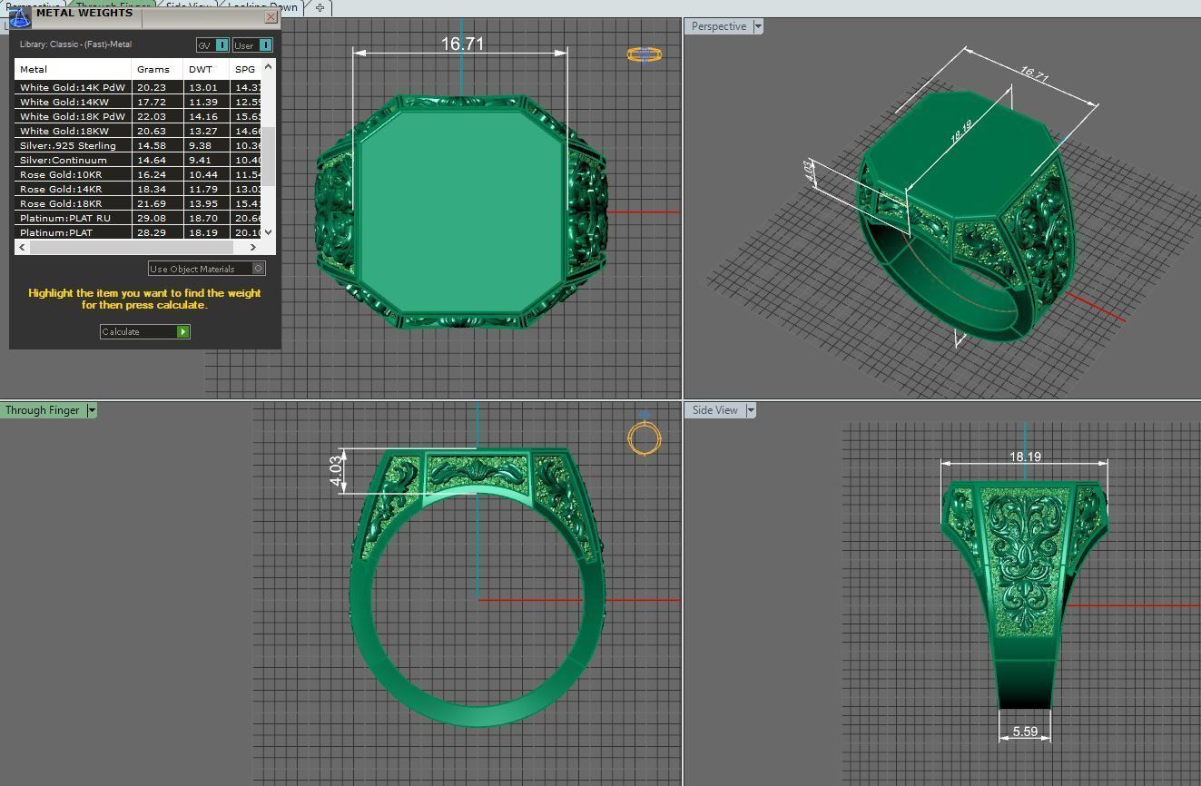 filigree signet ring 3D model 3D printable | CGTrader