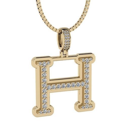 Alphabet Diamond Pendant H 3D model 3D printable | CGTrader