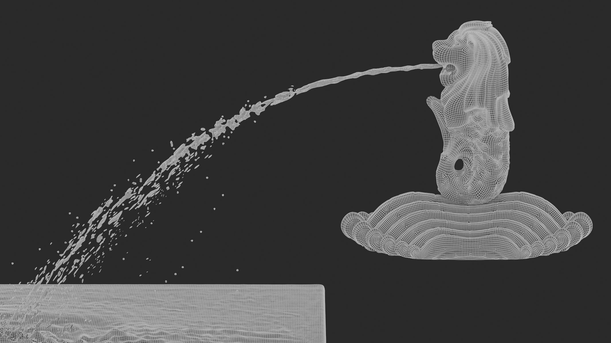 Merlion Fountain Water Spray Big 3D model | CGTrader