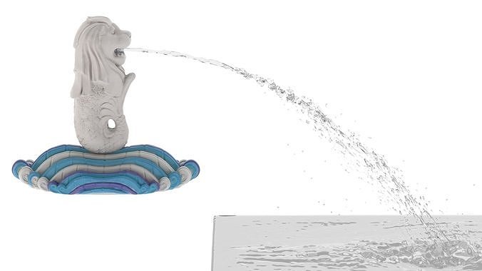 Merlion Fountain Water Spray Big 3D model | CGTrader