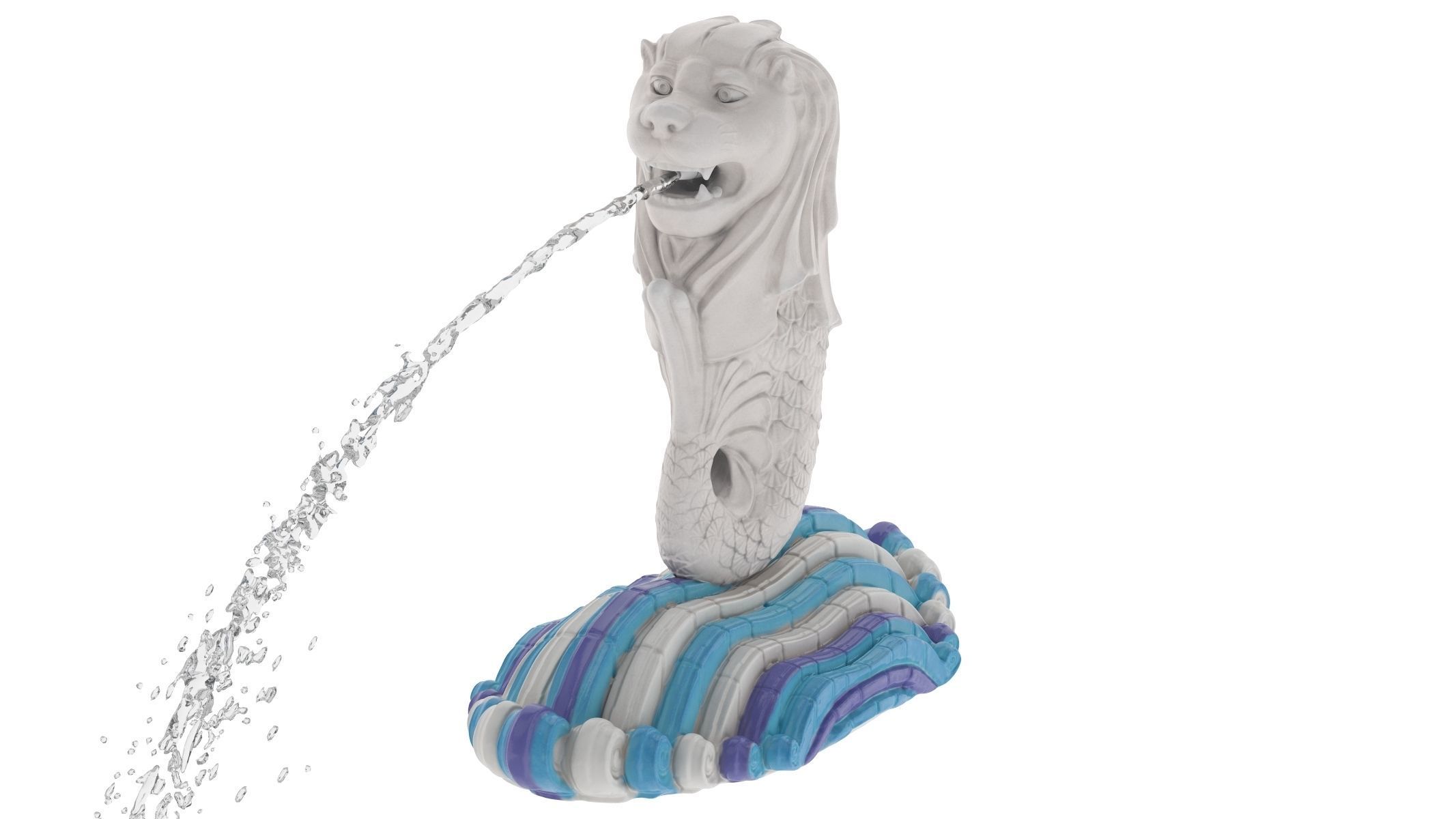 Merlion Fountain Water Spray Big 3D model | CGTrader