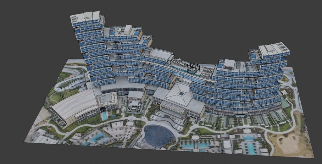 3D model The Royal Atlantis Residences Dubai 3D low-poly model VR / AR ...