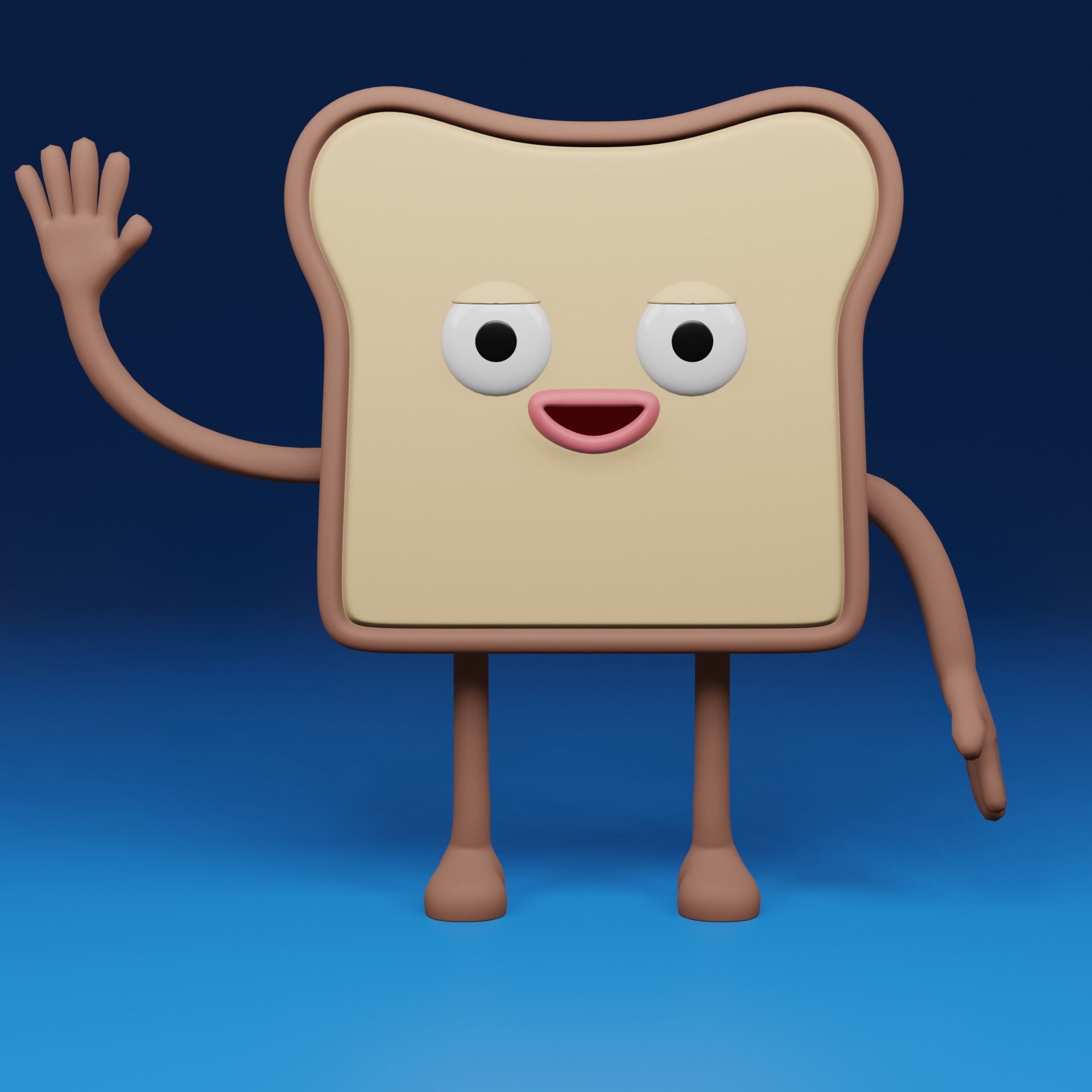 Cartoon Bread free 3D model animated | CGTrader