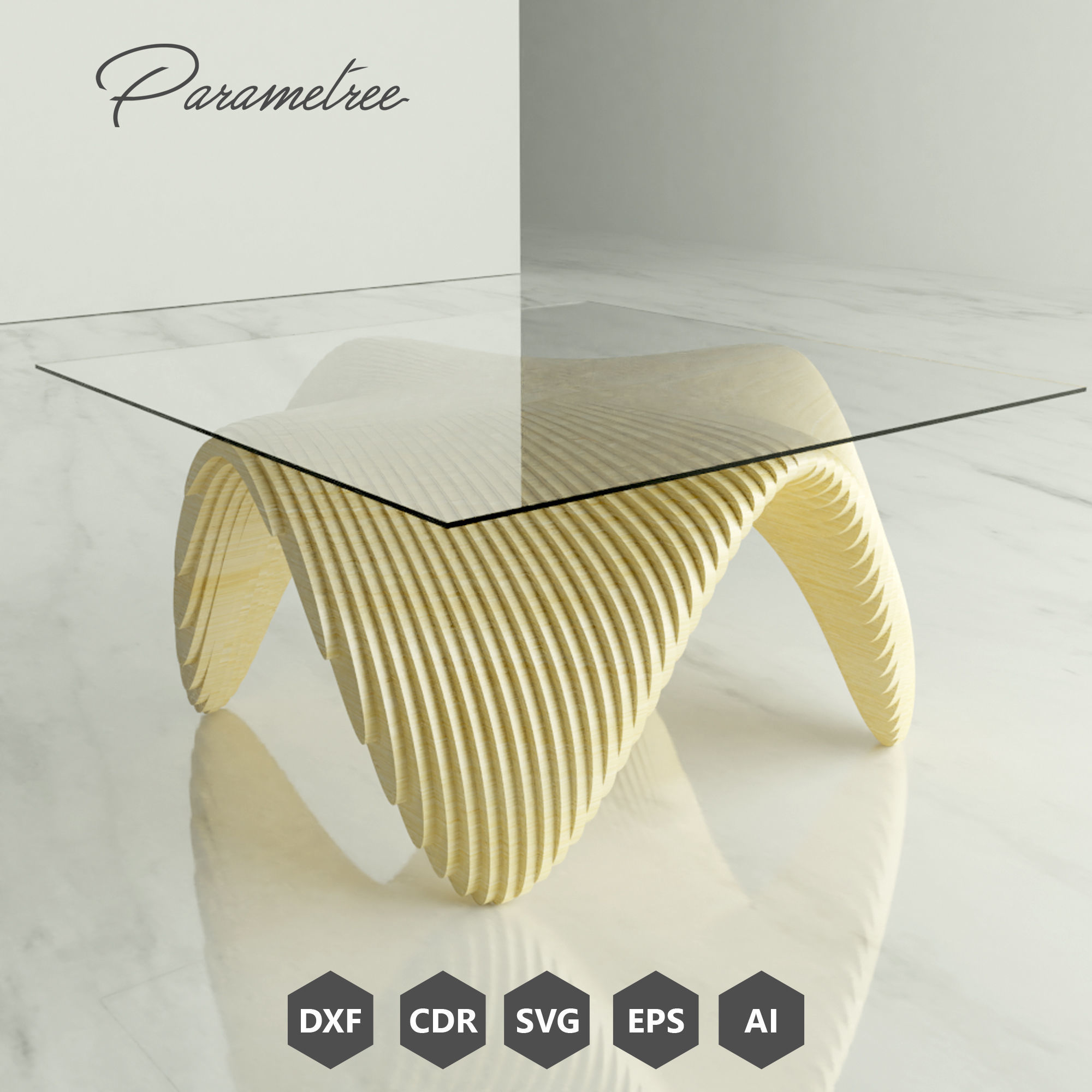 Parametric Coffee table CURVEXO CNC cutting DXF files 3D model | CGTrader