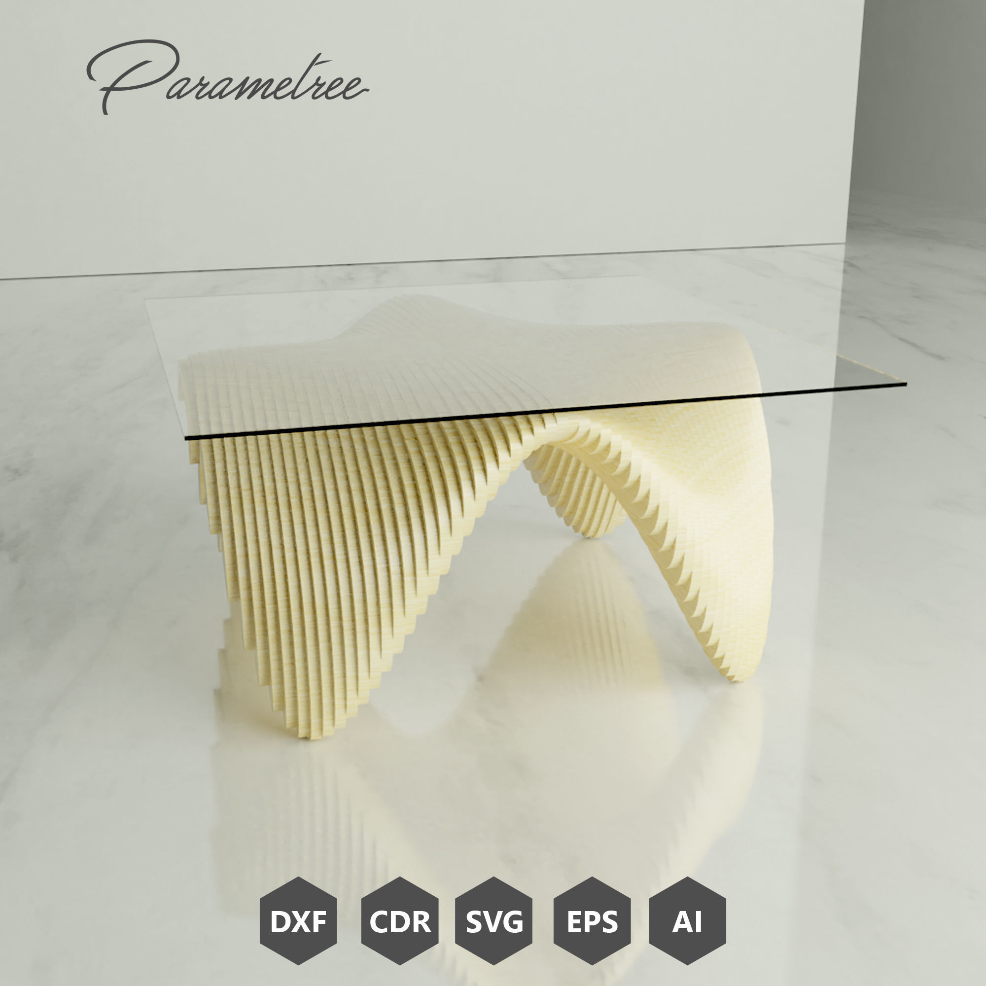 Parametric Coffee table CURVEXO CNC cutting DXF files 3D model | CGTrader