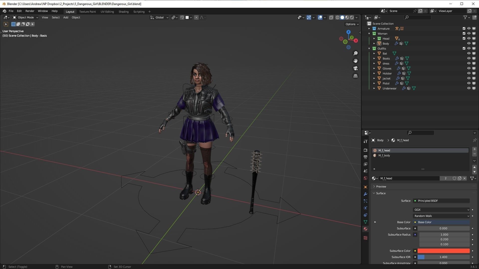 3D model Dangerous Girl - Modular - Rigged - Animated VR / AR / low ...