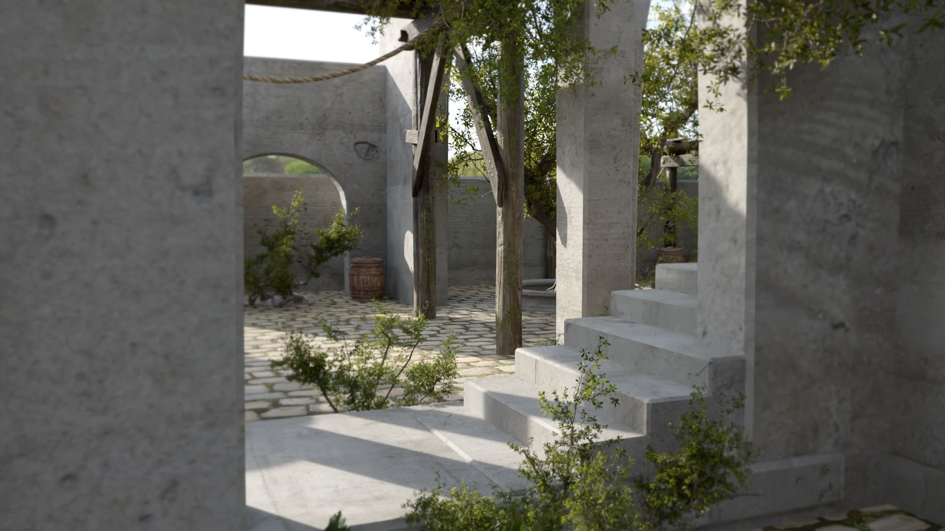 Stone Courtyard Environment 3D model | CGTrader