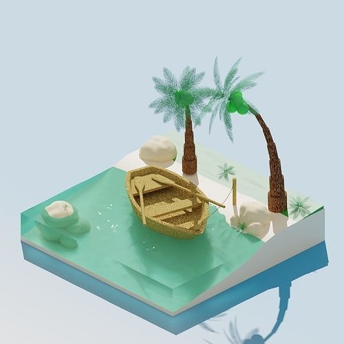 Desert island uninhabited 3D model | CGTrader