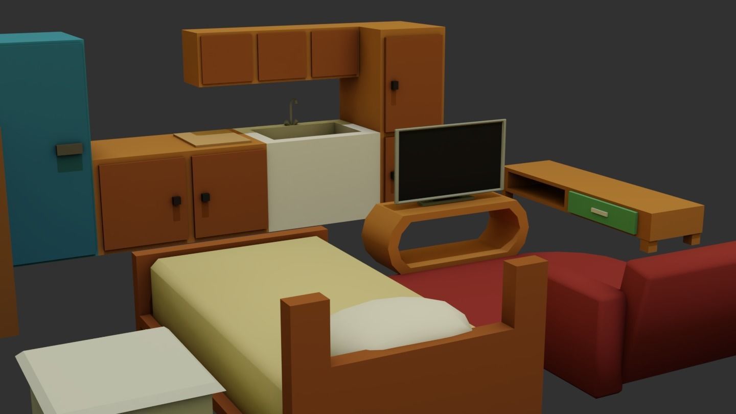 3D model 3d low poly smooth furniture for your project VR / AR / low ...
