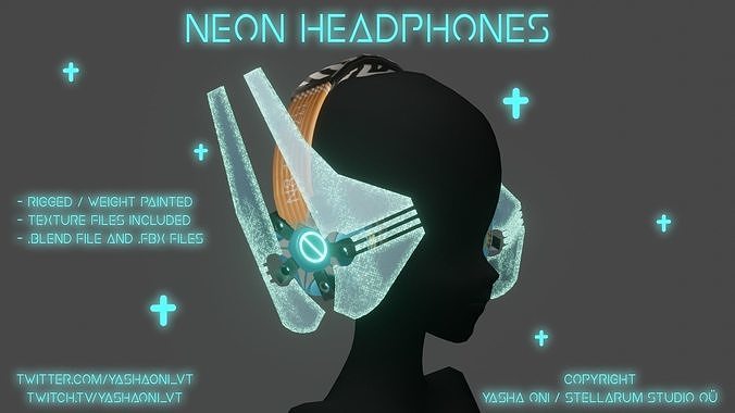 3D model Neon headphones VR / AR / low-poly | CGTrader