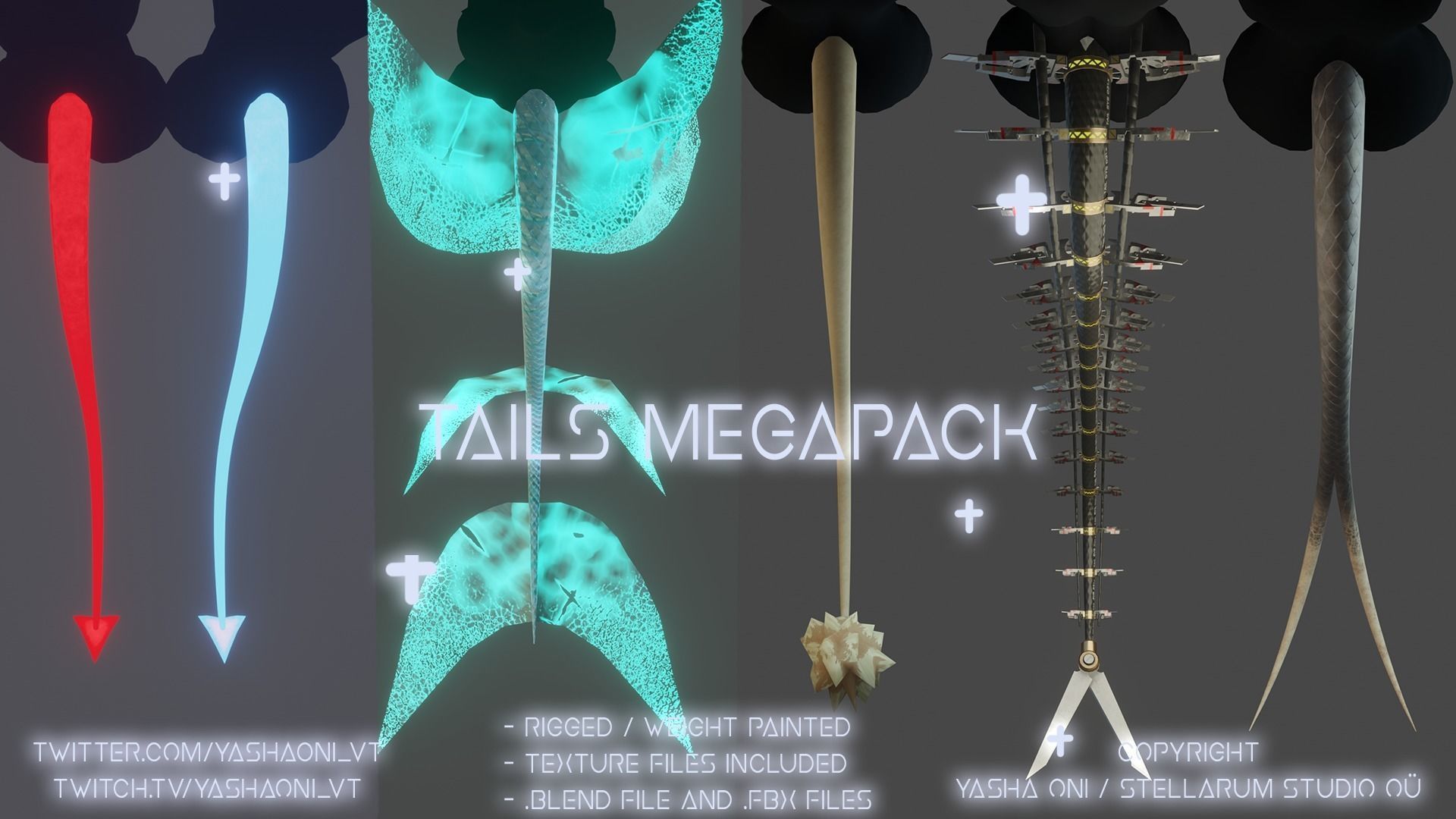 3D model Variety tails pack VR / AR / low-poly | CGTrader