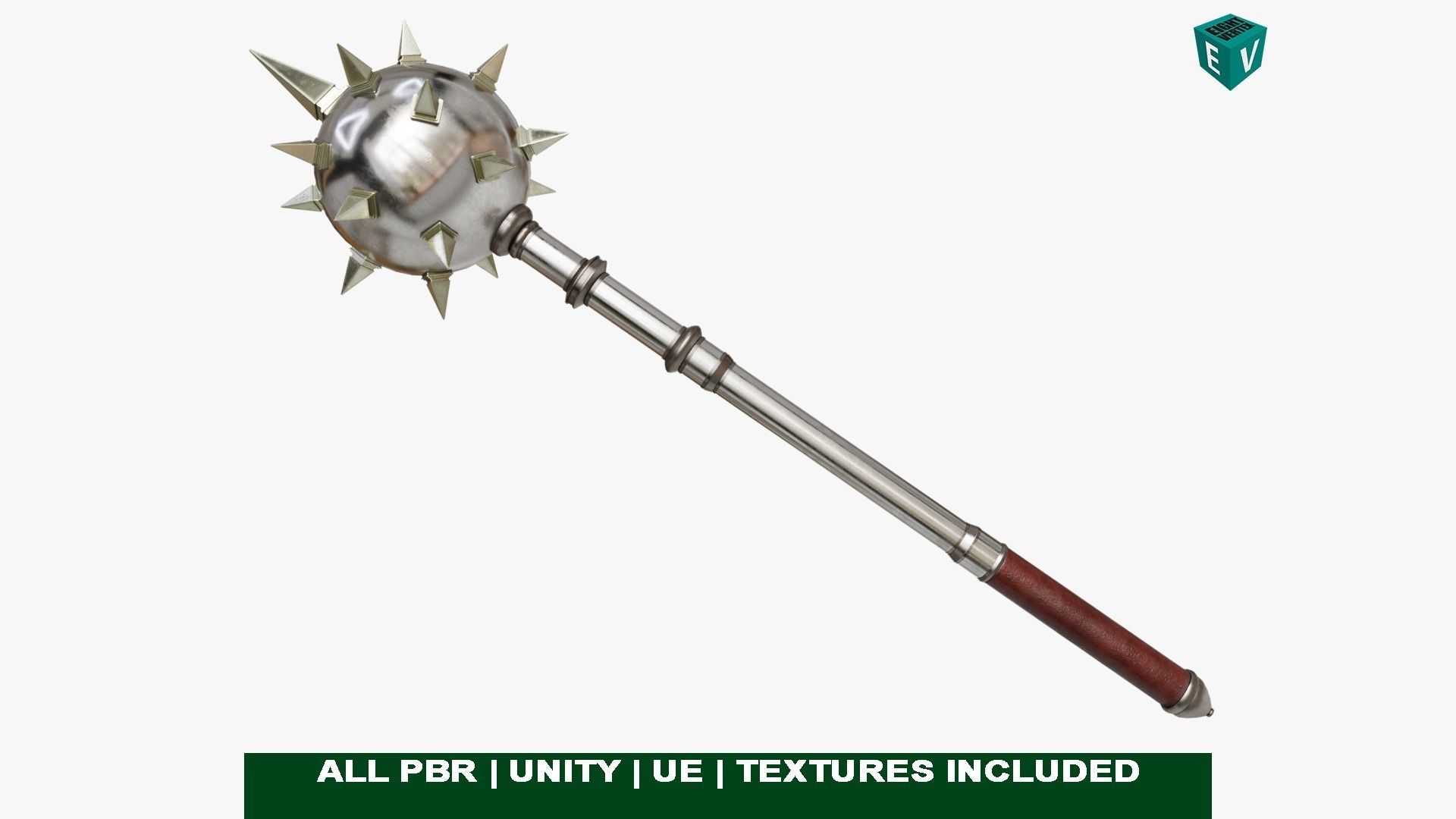 3D model Silver Mace 01 All PBR Unity UE Textures Included VR / AR / low-poly | CGTrader