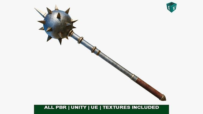 3D model Old Medieval Mace 01 All PBR Unity UE Textures VR / AR / low ...