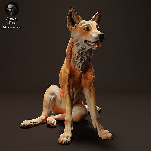 Dingo Sitting 3D model 3D printable | CGTrader