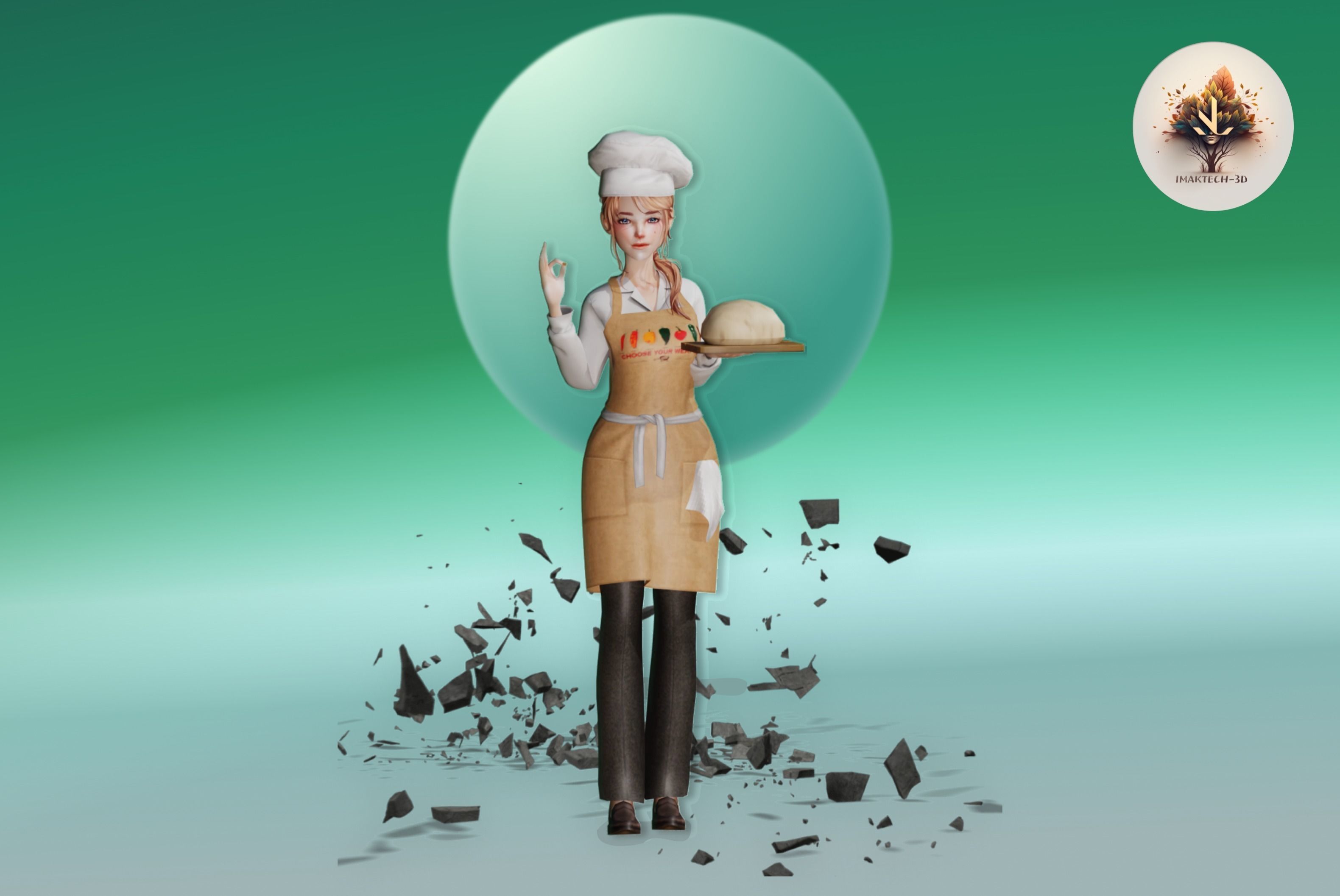 3D model Chef girl Low poly 3D Model VR / AR / low-poly | CGTrader