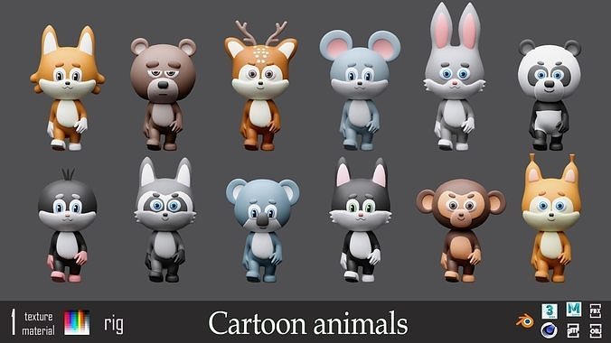 3D model Cartoon character animals VR / AR / low-poly | CGTrader