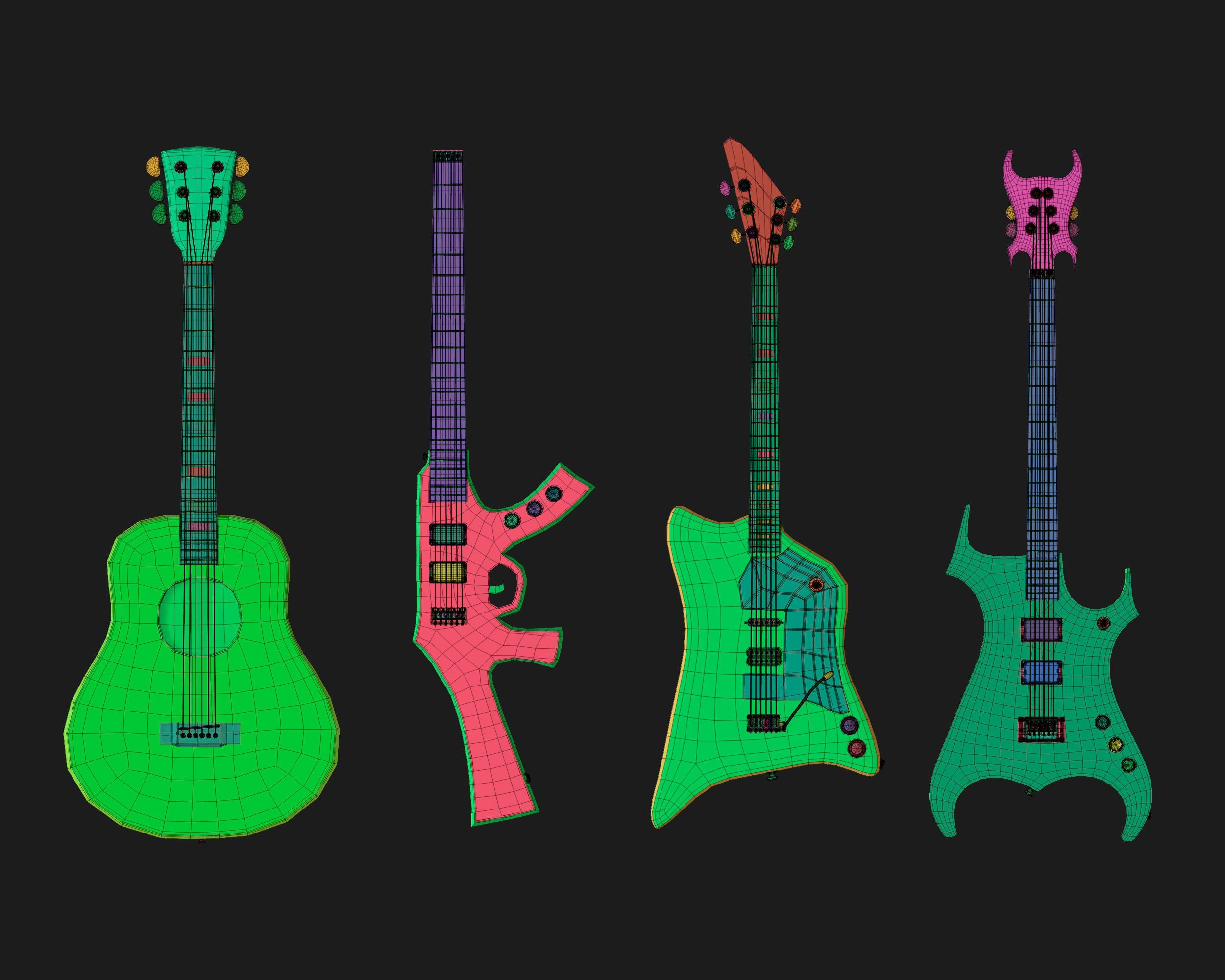 30 electric guitar shapes IMM brush Zbrush 3D model | CGTrader