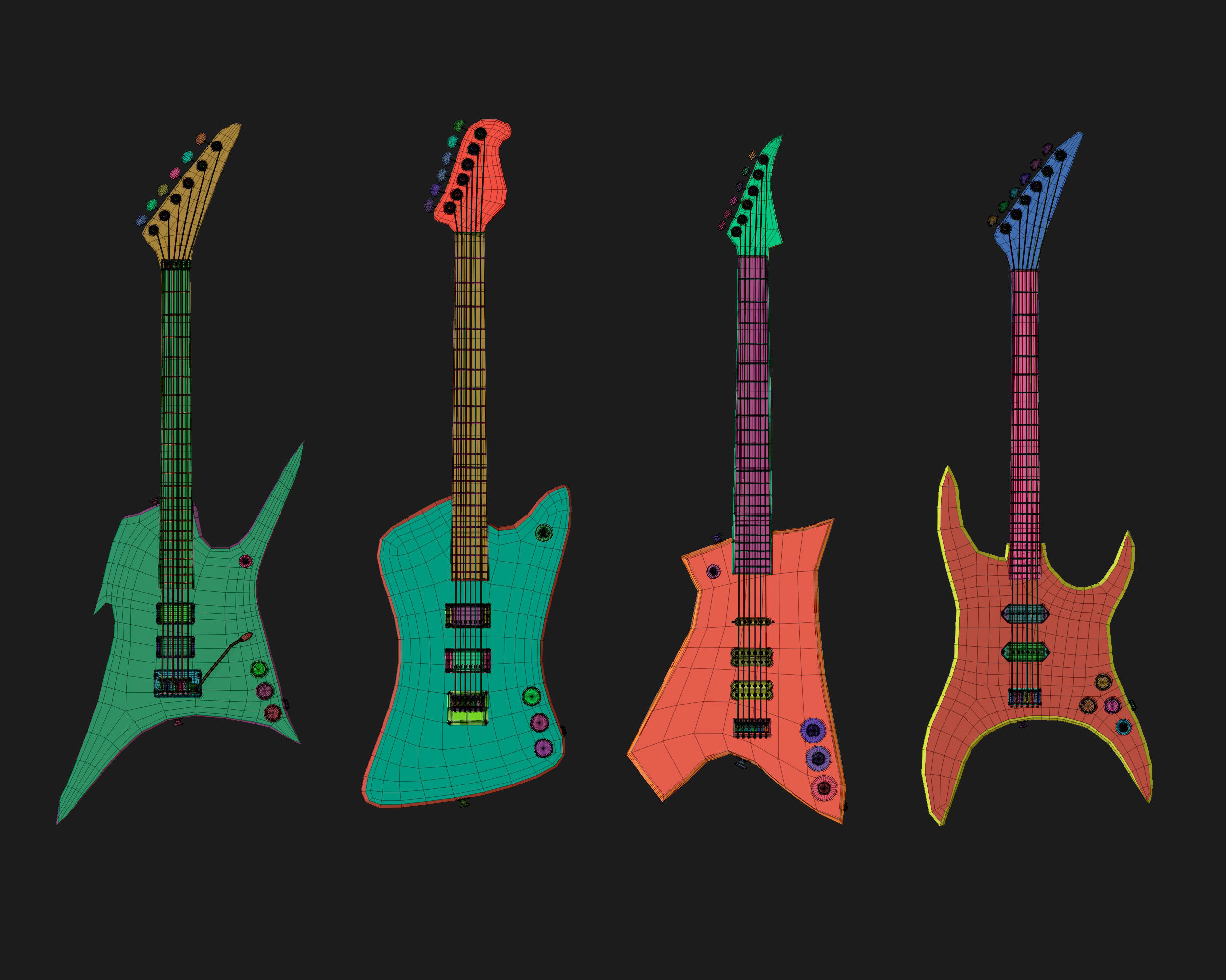 30 electric guitar shapes IMM brush Zbrush 3D model | CGTrader