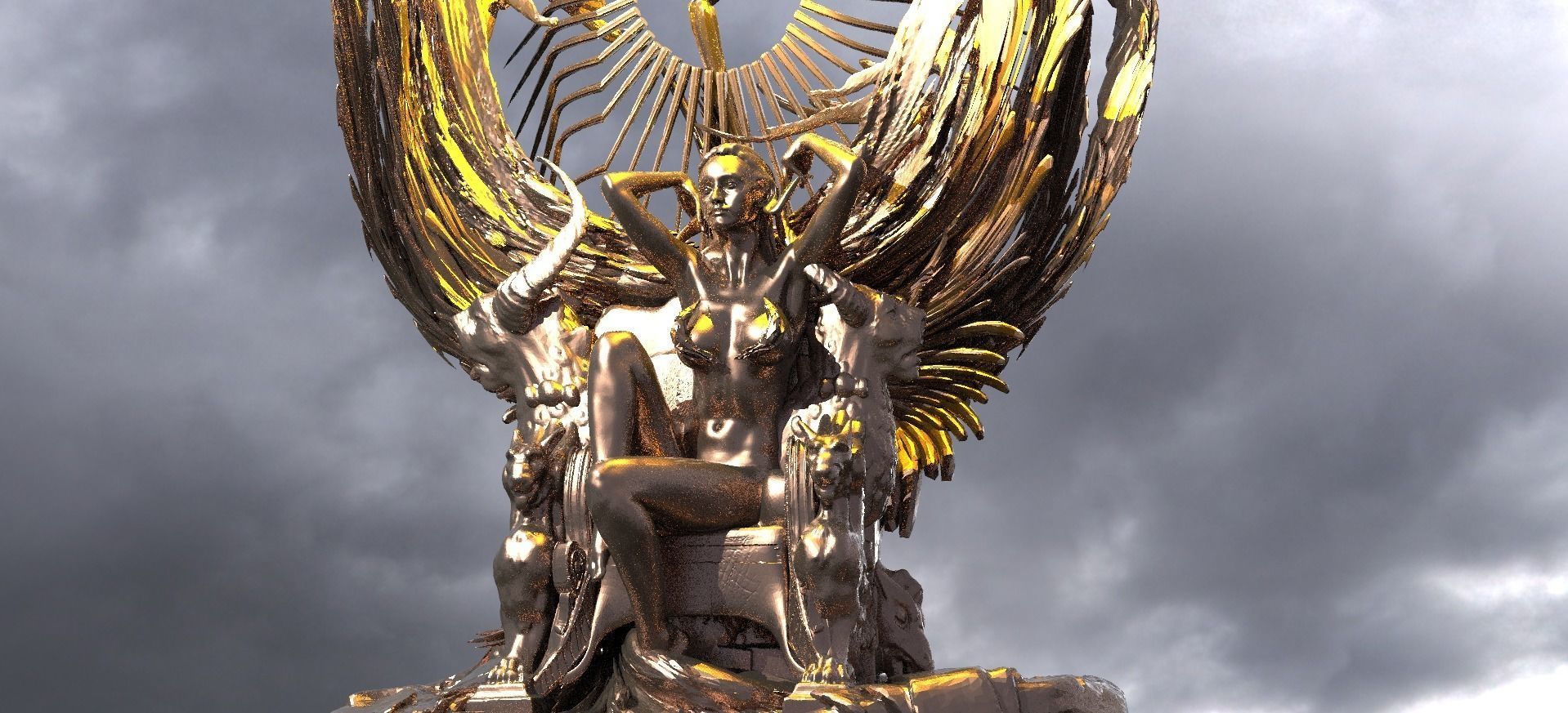 Earth Elements Throne Queen sculpture 3D model | CGTrader