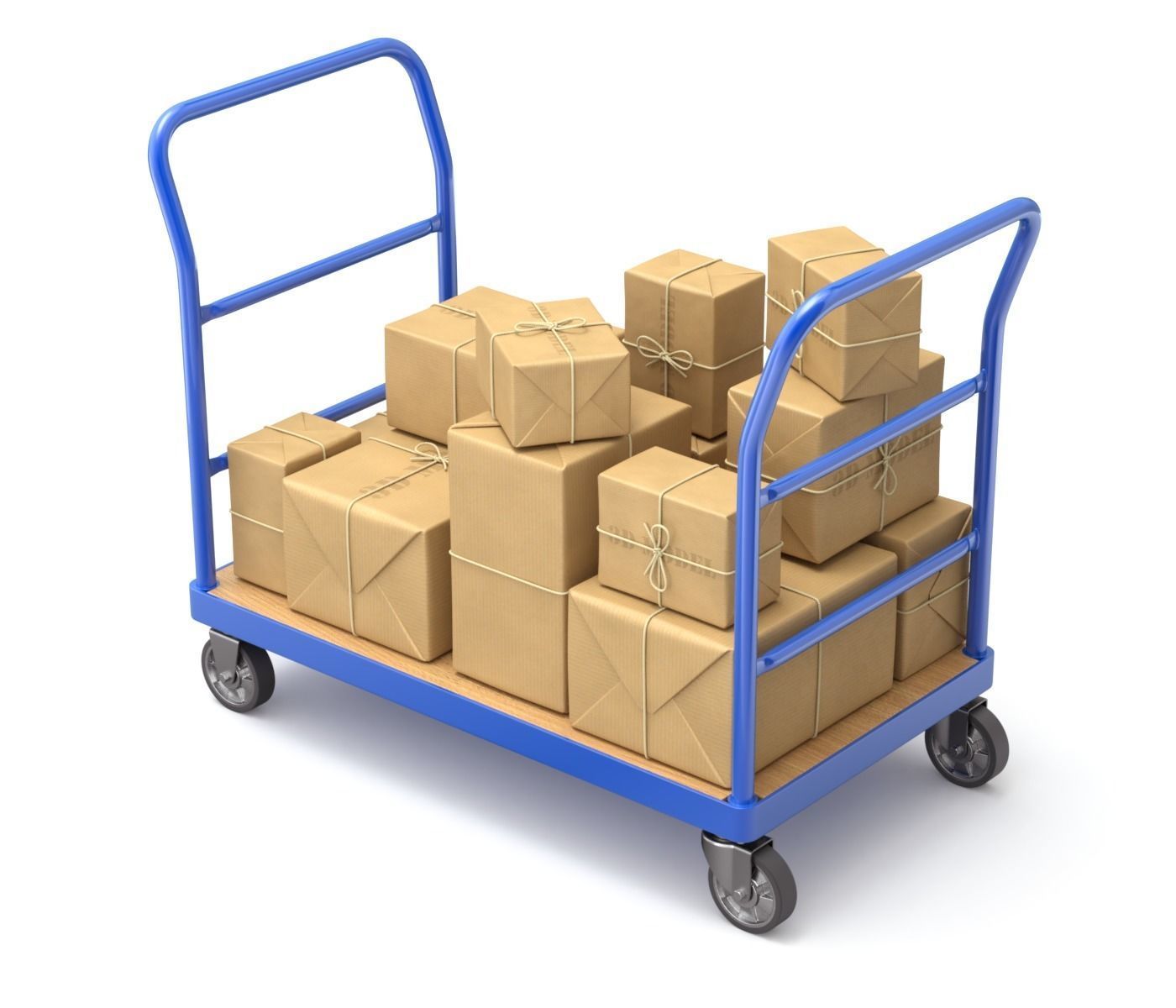 Warehouse Trolley With Wrapped Parcel 3D model | CGTrader