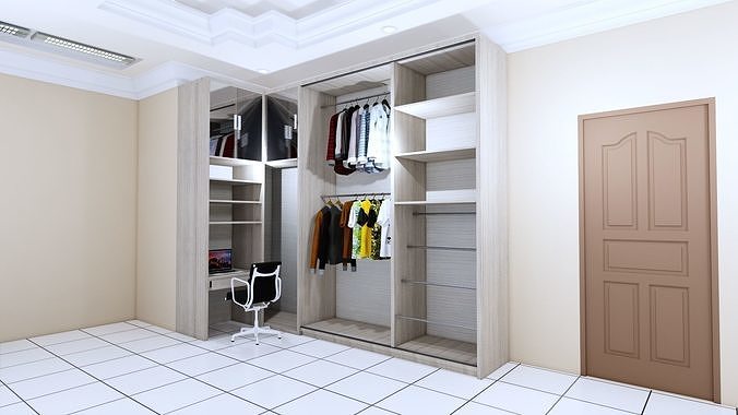 3D model Design 3d Study Desk and Wardrobe sketch up modelling enscape ...