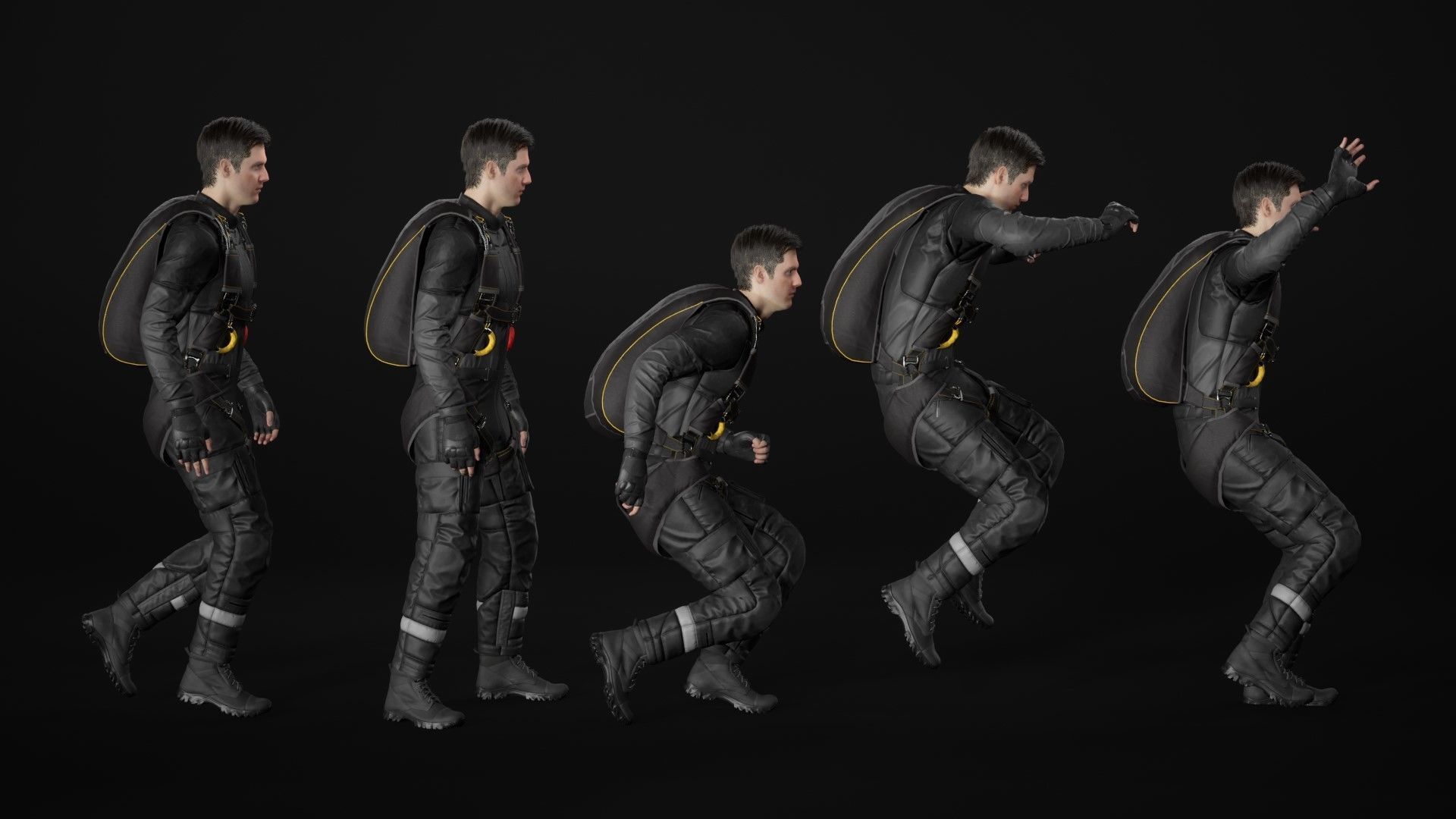 3D model Man in Skydiving Suit - Modular - Rigged VR / AR / low-poly ...