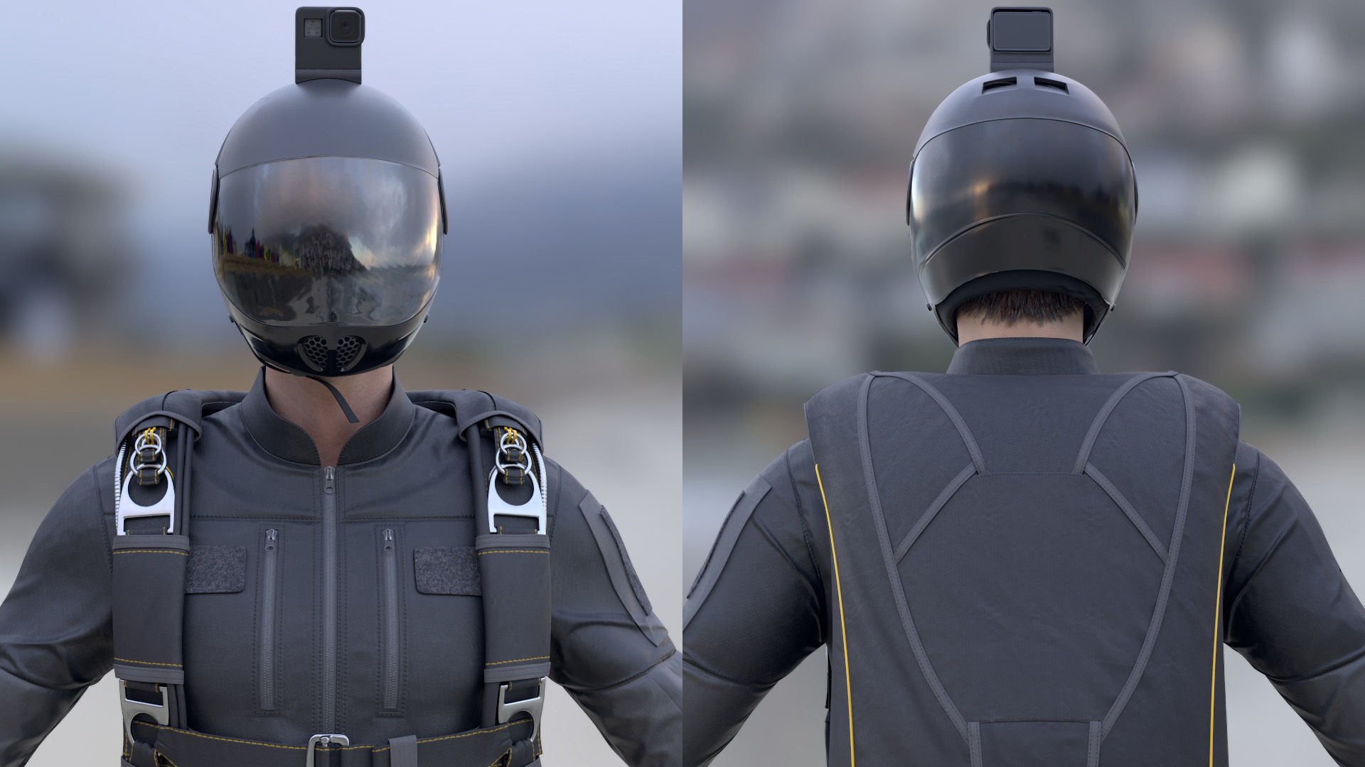 3D model Man in Skydiving Suit - Modular - Rigged VR / AR / low-poly ...