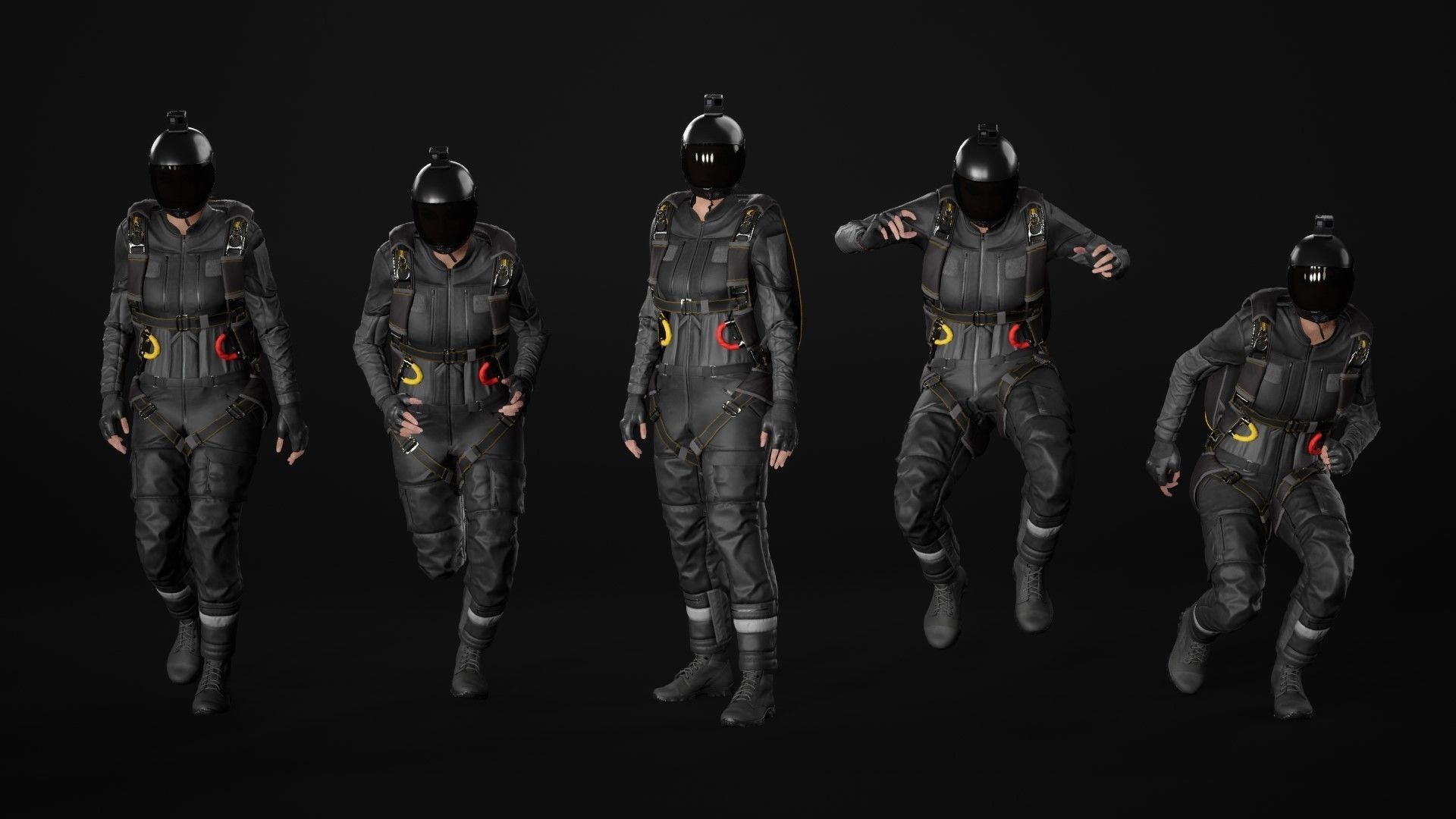 3D model Woman in Skydiving Suit - Modular - Rigged VR / AR / low-poly ...