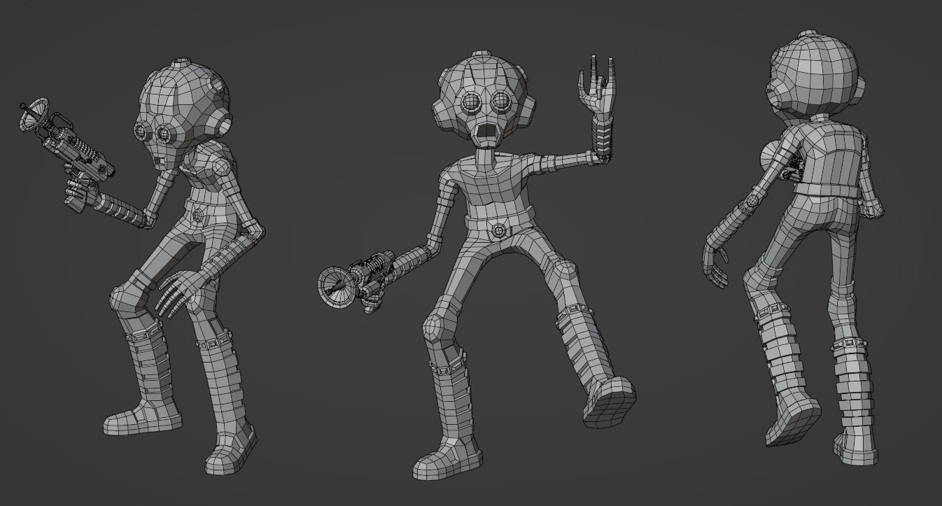 3D model Alien with blaster in low poly style VR / AR / low-poly | CGTrader